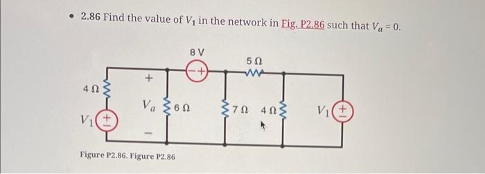 Solved 2.86 Find the value of V1 in the network in Fig. | Chegg.com