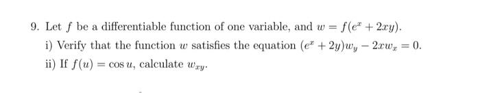 Solved Let f be a differentiable function of one variable, | Chegg.com