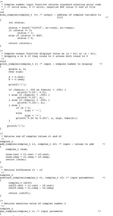 Solved - Partial Implementation of Typo and Cperators for | Chegg.com