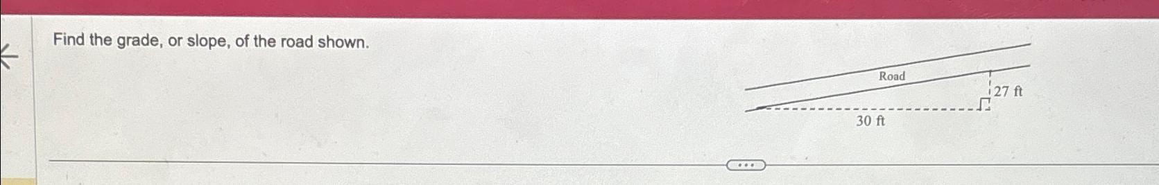 Solved Find the grade, or slope, of the road shown. | Chegg.com