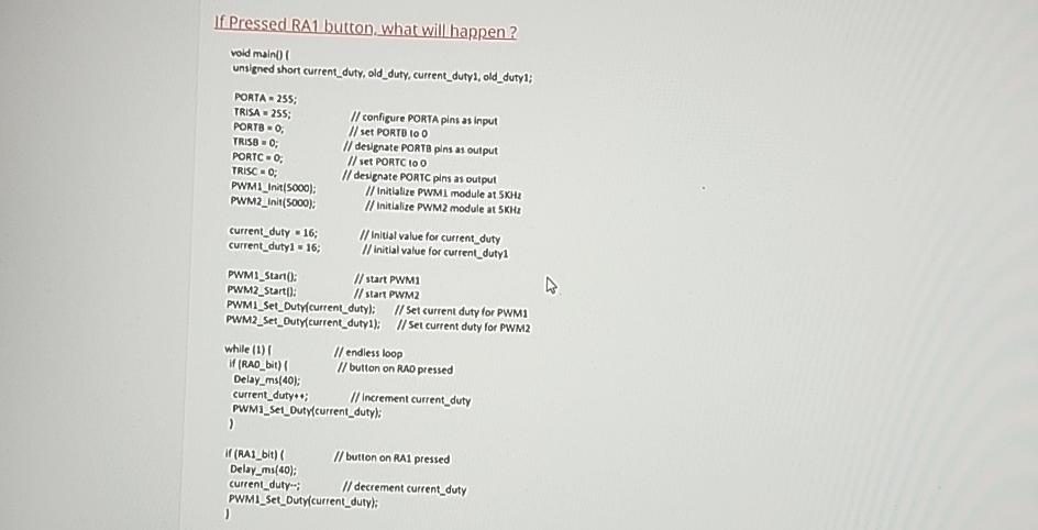 Solved If Pressed RA1 ﻿button, what will happen?void | Chegg.com