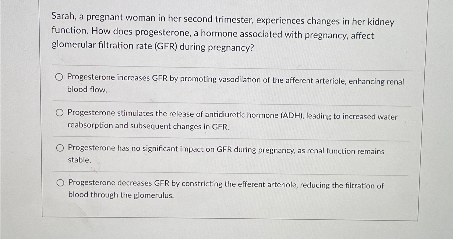 Solved Sarah, a pregnant woman in her second trimester, | Chegg.com