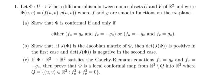 Solved 1. Let Φ:U→V be a diffeomorphism between open subsets | Chegg.com