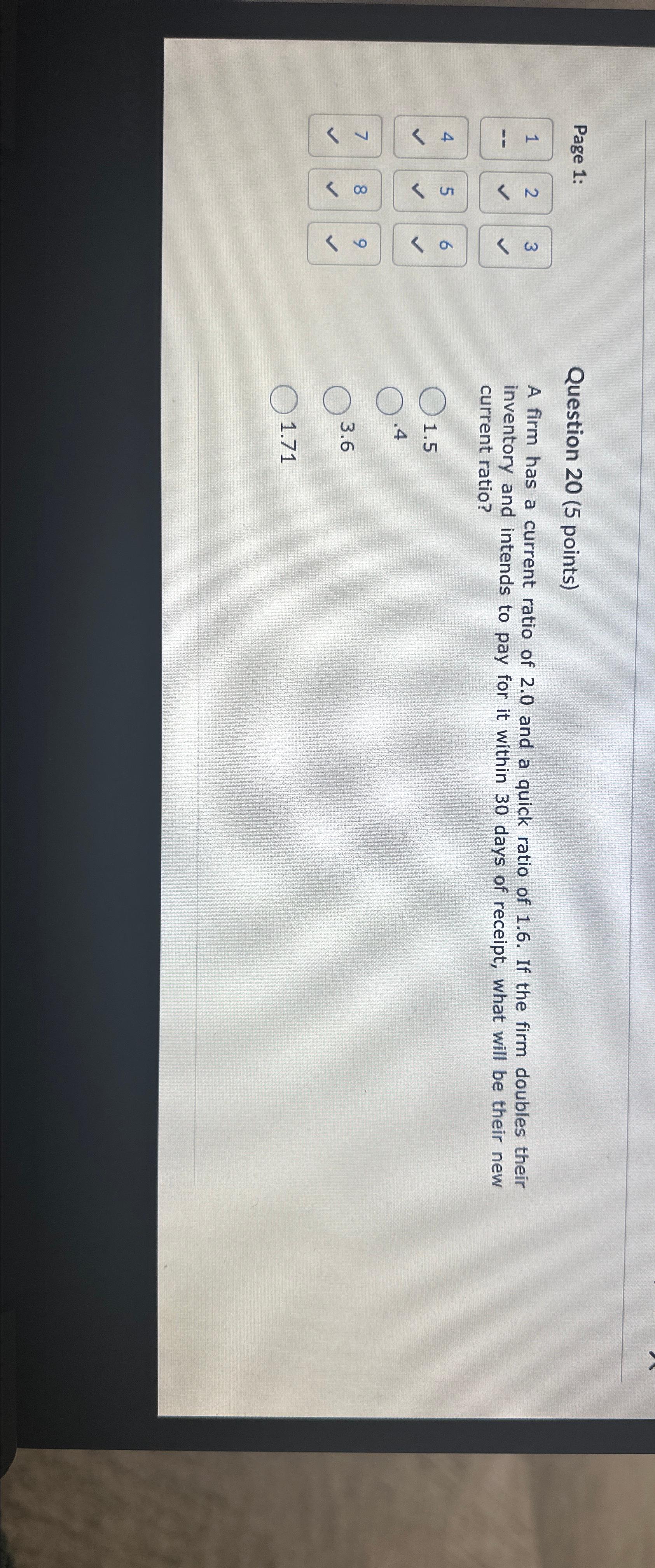 Solved Page 1:123 456 789 Question 20 (5 ﻿points)A firm | Chegg.com