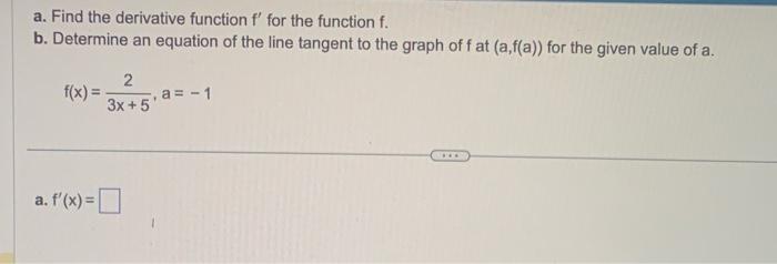 Solved a. Find the derivative function f′ for the function | Chegg.com