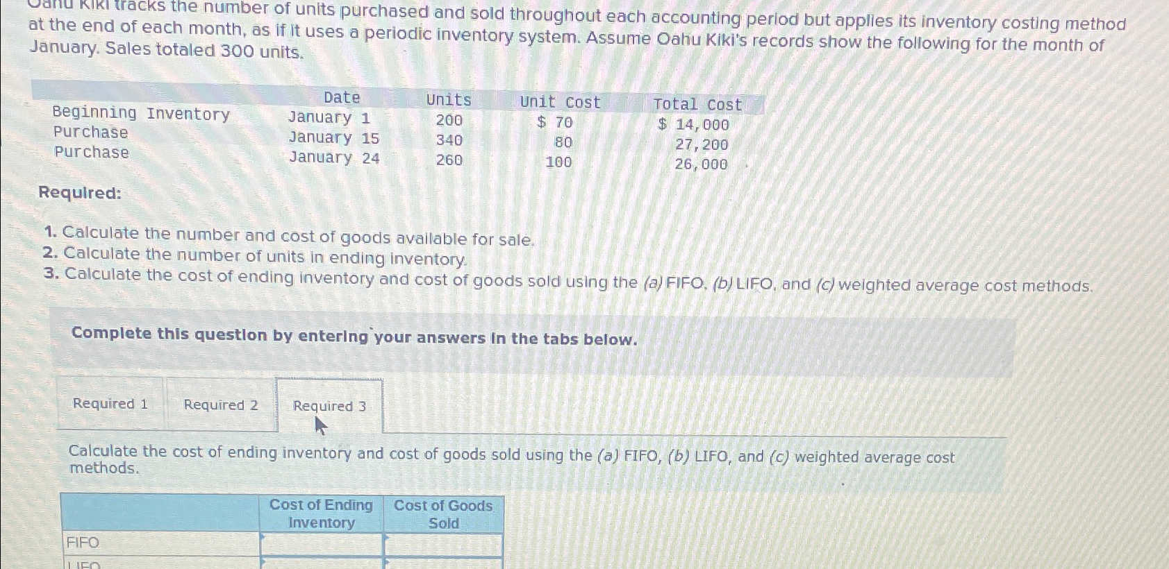 Solved tracks the number of units purchased and sold | Chegg.com