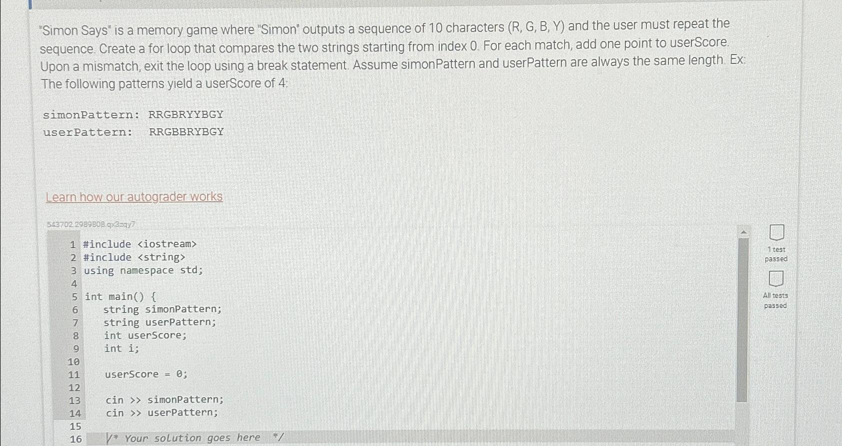 Solved "Simon Says" is a memory game where "Simon" outputs a | Chegg.com