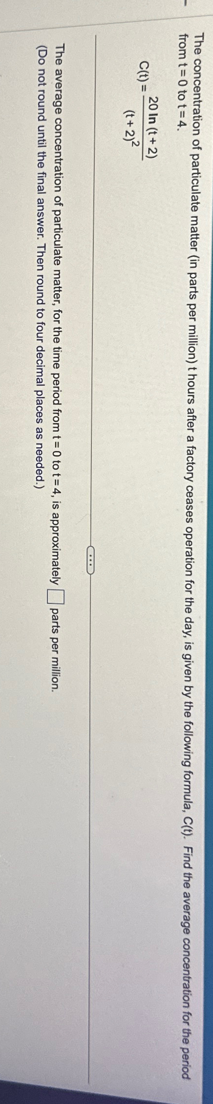 Solved The concentration of particulate matter (in parts per | Chegg.com