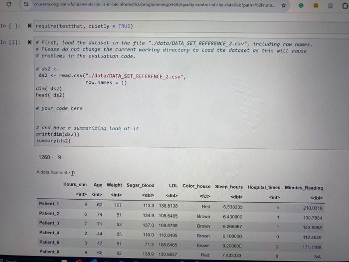 \# First, load the dataset in the file | Chegg.com