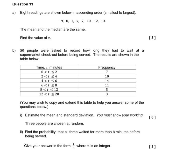 Solved Eight readings are shown below in ascending order | Chegg.com