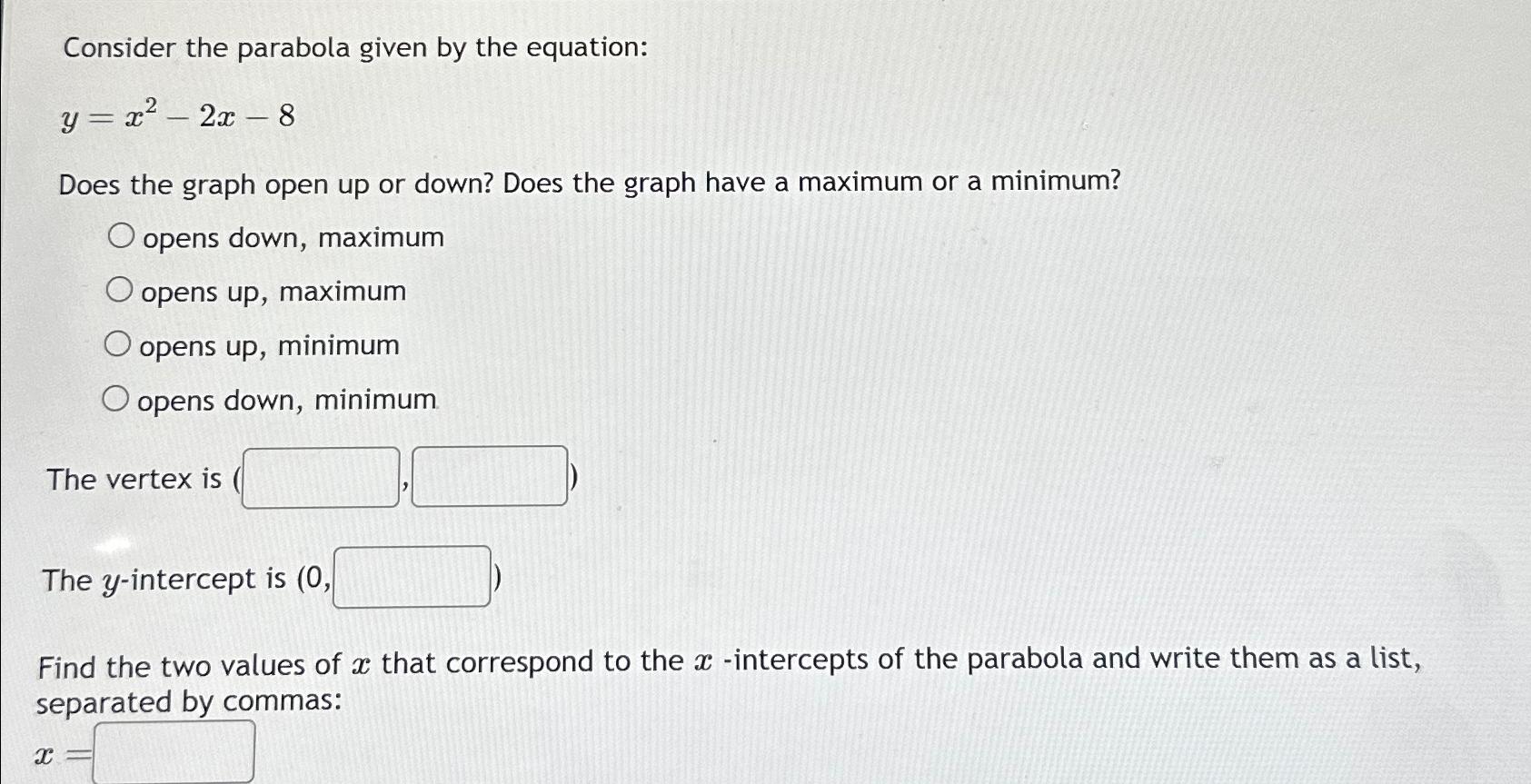 Solved Consider the parabola given by the | Chegg.com