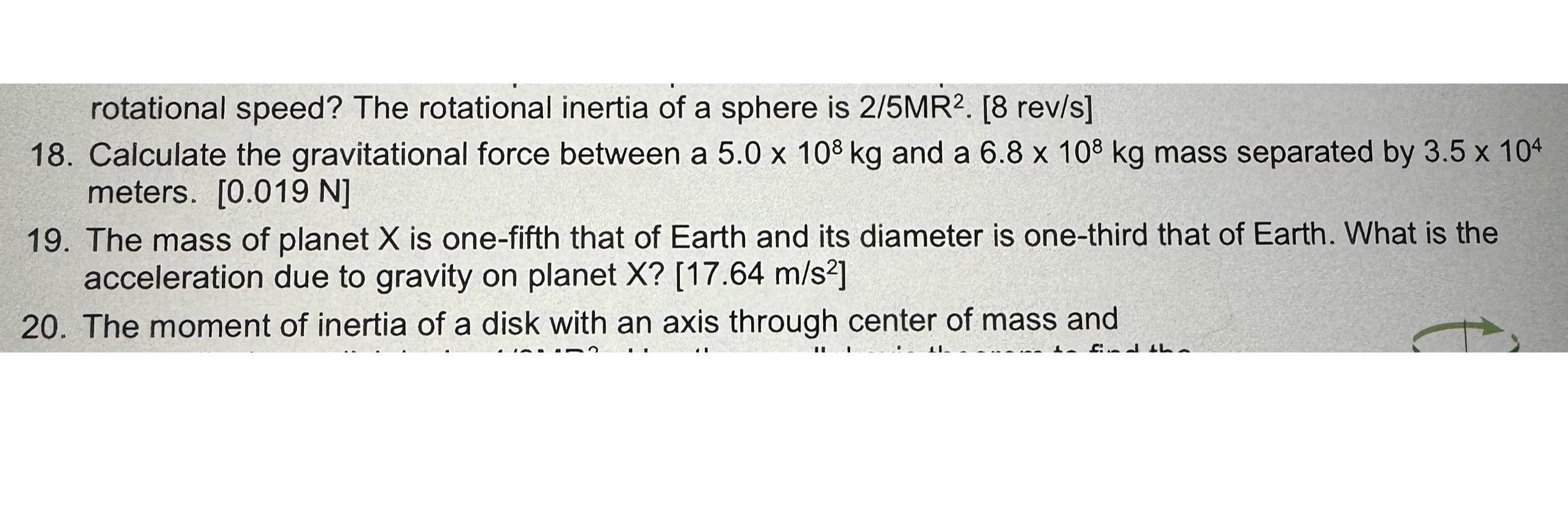 Solved rotational speed? The rotational inertia of a sphere | Chegg.com