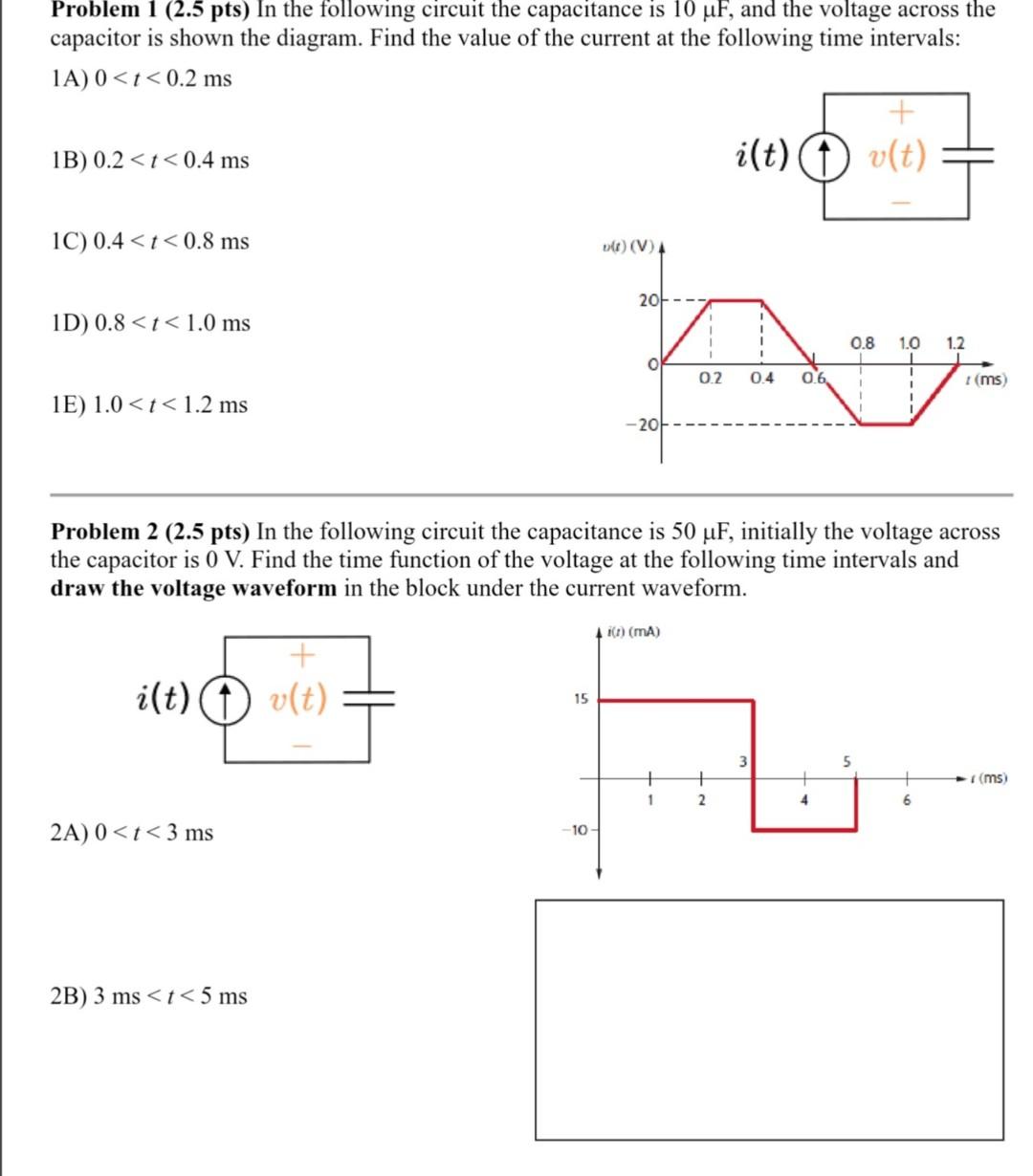 Solved Problem 1 (2.5 pts) In the following circuit the | Chegg.com