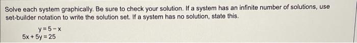 Solved Solve each system graphically. Be sure to check your | Chegg.com