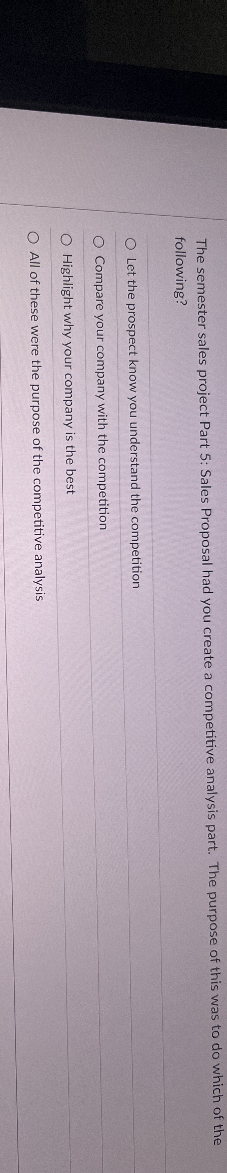 Solved The semester sales project Part 5: Sales Proposal had | Chegg.com