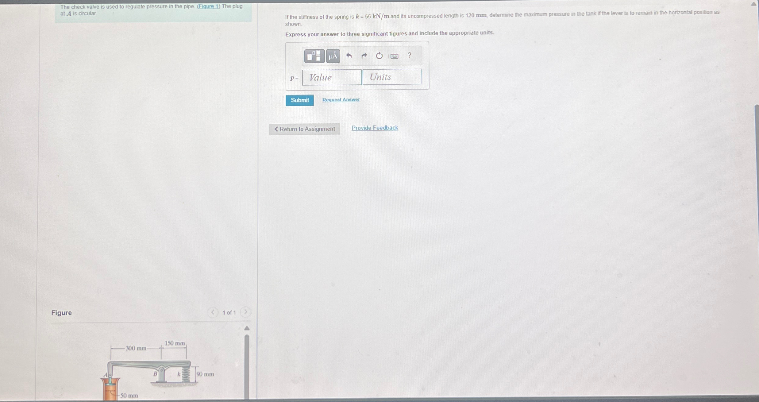 Solved The check valve is used to regulate pressure in the | Chegg.com