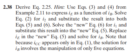 2.38 ﻿Derive Eq. 2.25. ﻿Hint: Use Eqs. (3) ﻿and (4) | Chegg.com