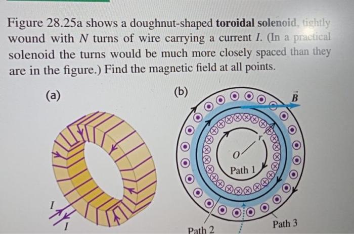 Solved Figure 28.25a shows a doughnut-shaped toroidal | Chegg.com