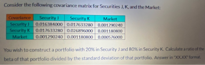 Solved Consider the following covariance matrix for | Chegg.com