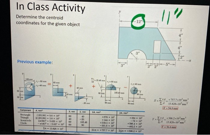Solved In Class Activity y Determine the centroid | Chegg.com