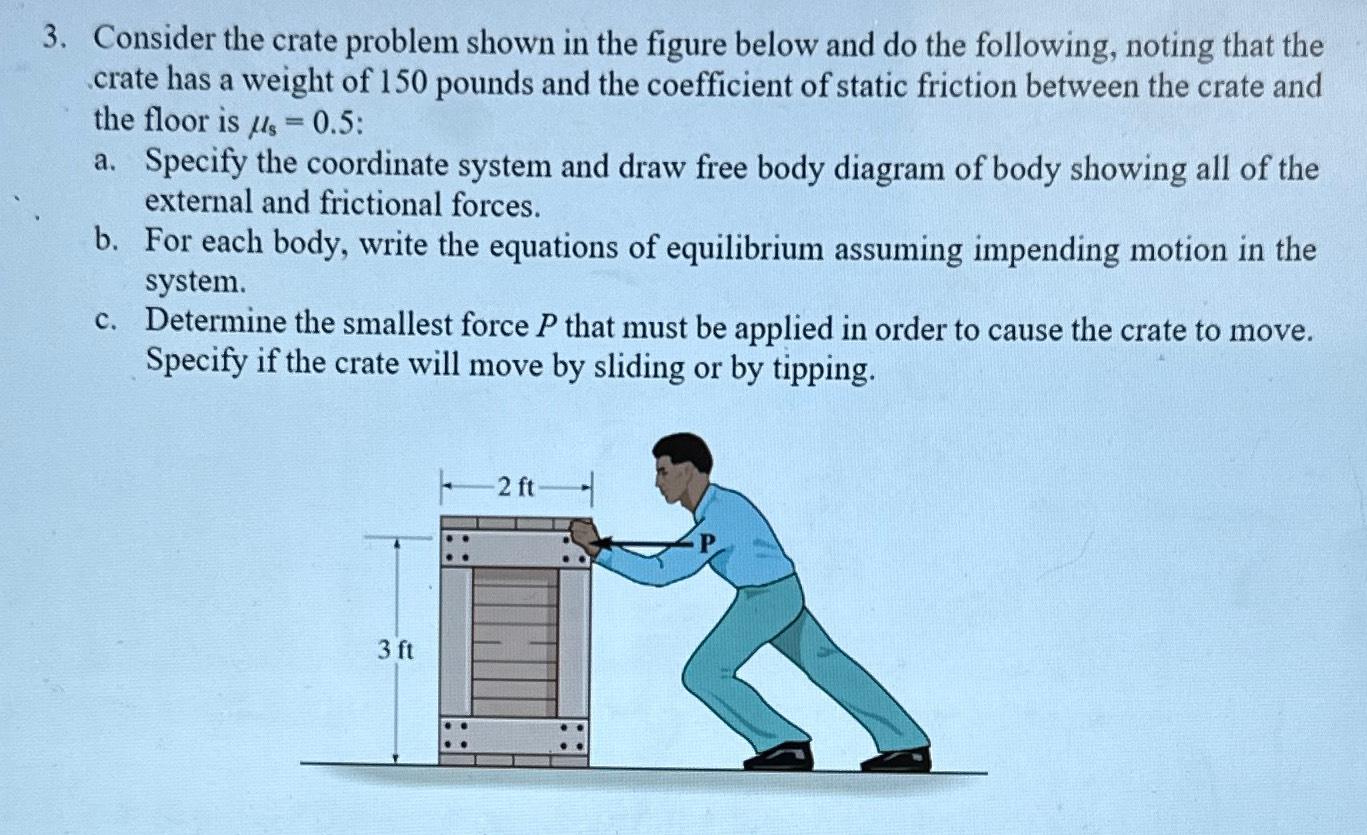 Solved Consider the crate problem shown in the figure below | Chegg.com