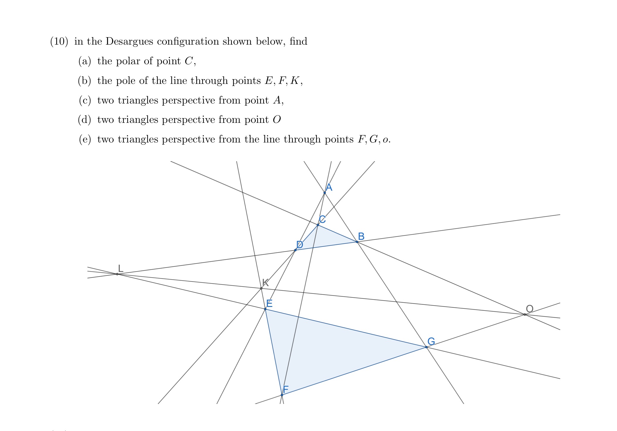 Solved (10) in ﻿the Desargues configuration shown below, | Chegg.com
