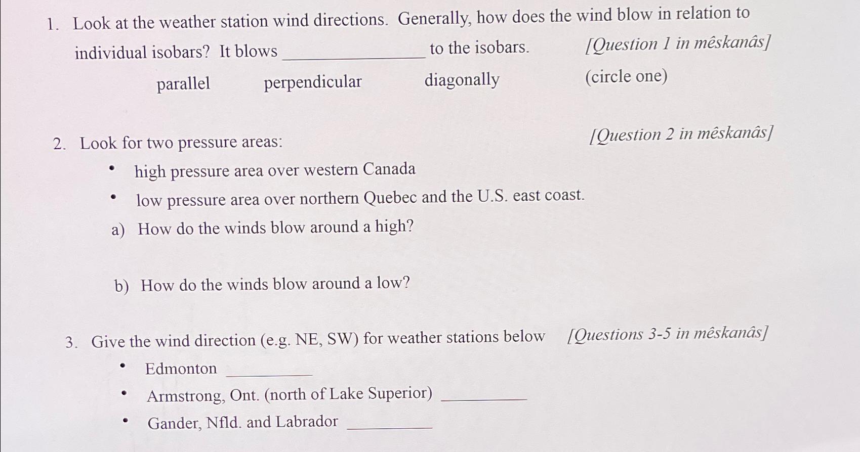 Solved Look at the weather station wind directions. | Chegg.com