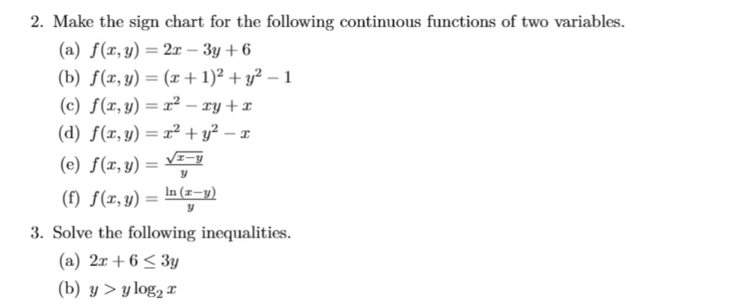 Solved 2. ﻿Make the sign chart for the following continuous | Chegg.com