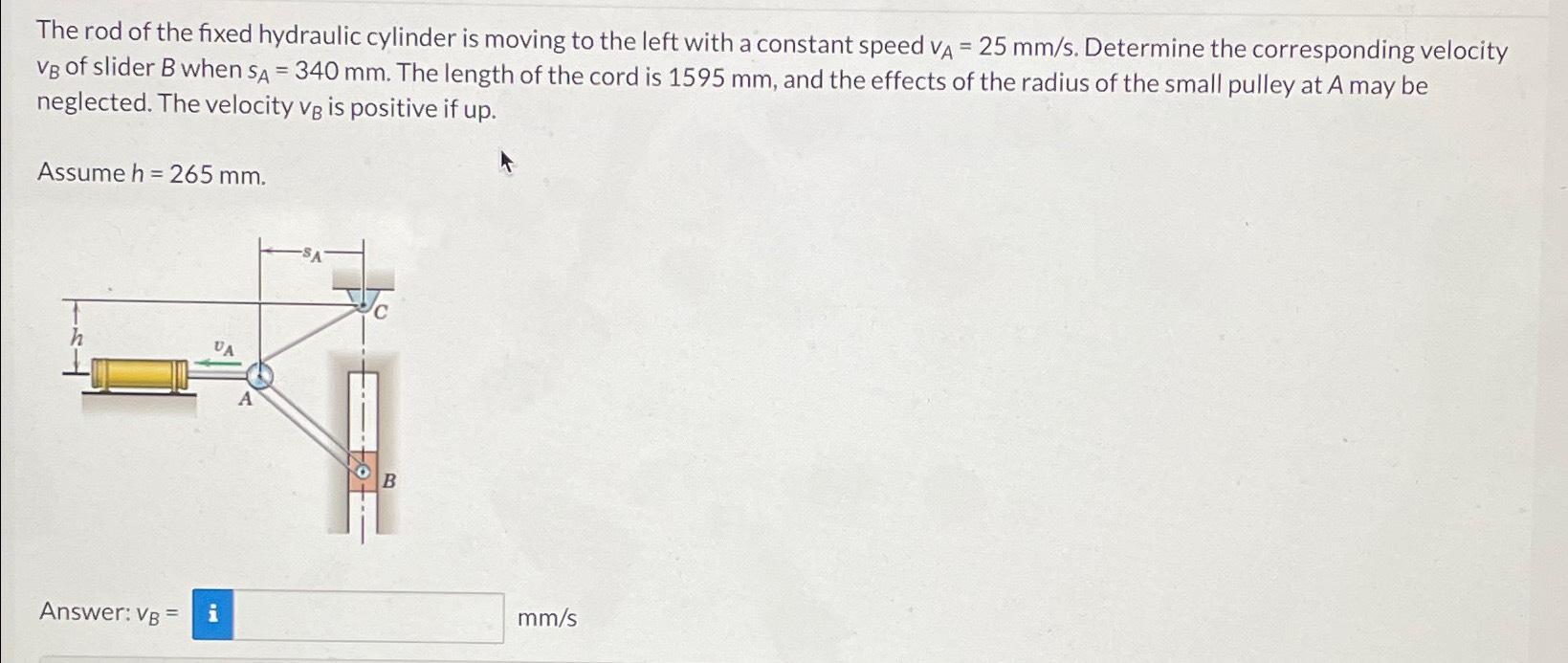 Solved The rod of the fixed hydraulic cylinder is moving to | Chegg.com