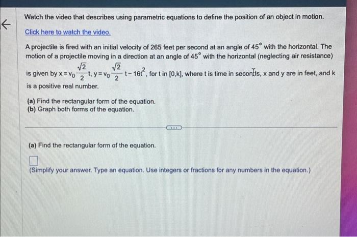 Solved Watch the video that describes using parametric | Chegg.com