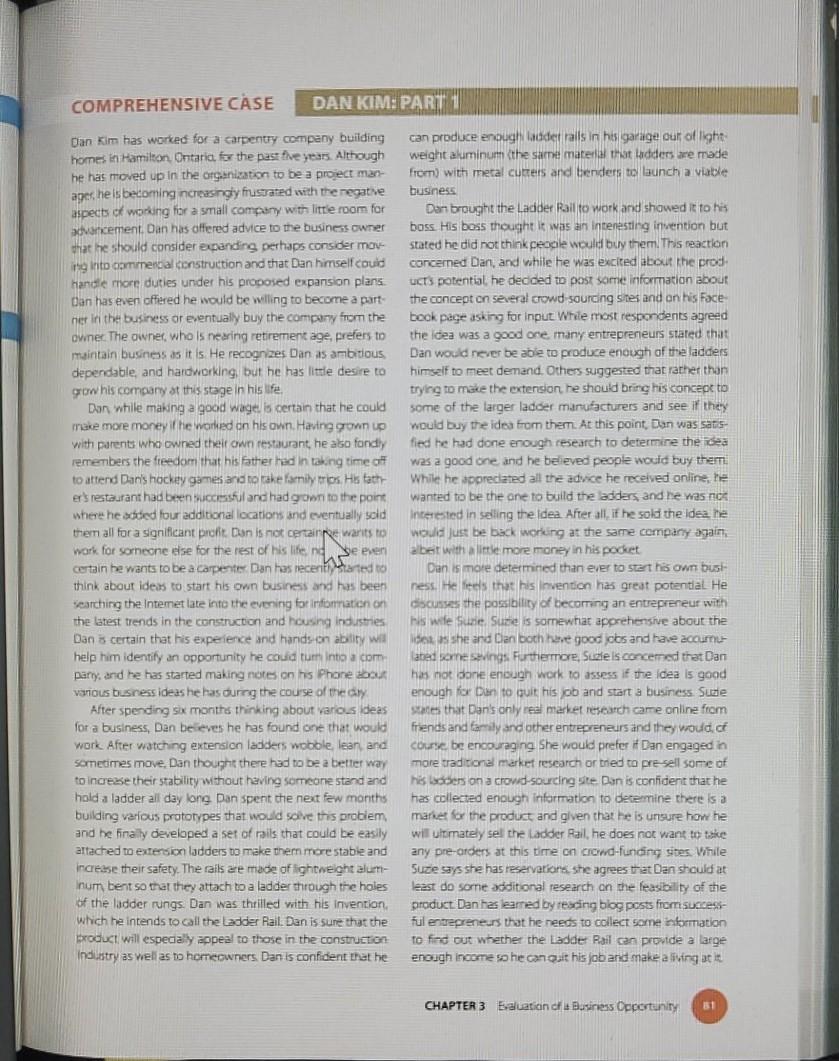 Solved COMPREHENSIVE CASE DAN KIM: PART 1 Dan Kim has worked | Chegg.com