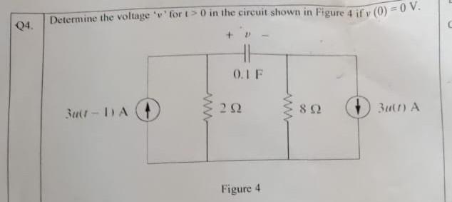 Solved Determine the voltage ' v ' for t>0 in the circuit | Chegg.com