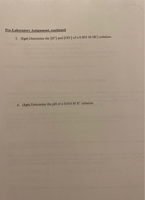 Solved Pre-Laboratory Assignment, continued 5. (1pt) | Chegg.com