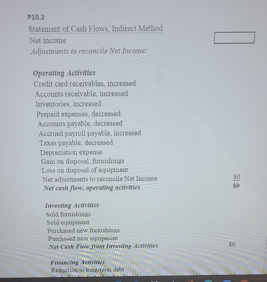Solved Complete problem P10.2 The attached workbook | Chegg.com