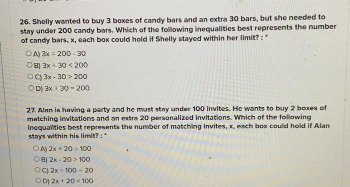 Solved 26. Shelly wanted to buy 3 boxes of candy bars and an | Chegg.com
