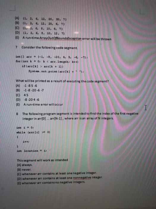 Solved 4 Consider the following code segment int[] arv = | Chegg.com