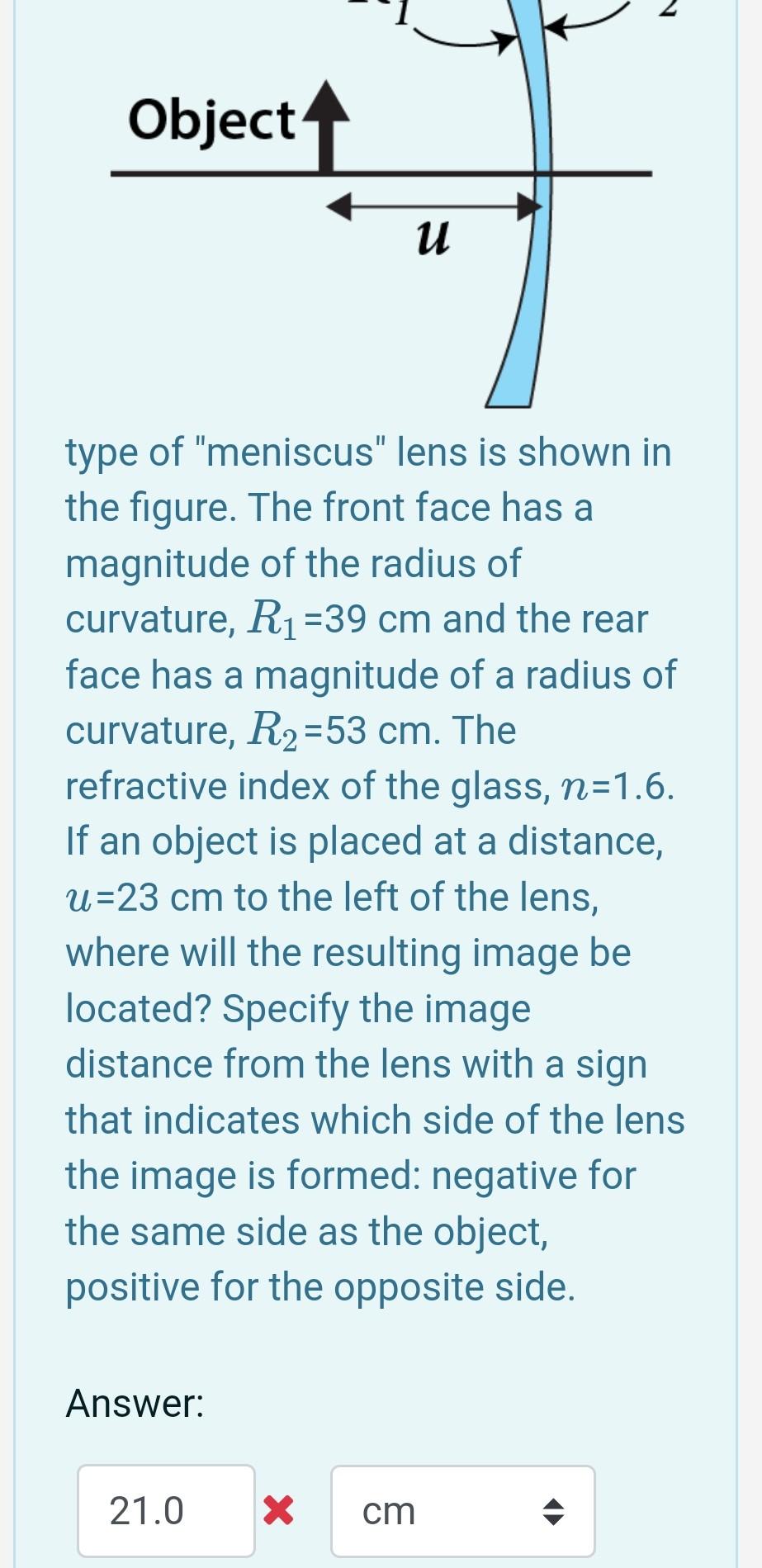 Solved type of "meniscus" lens is shown in the figure. The | Chegg.com