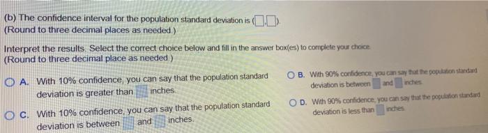 Solved For A The Population Variance Sigma {2}