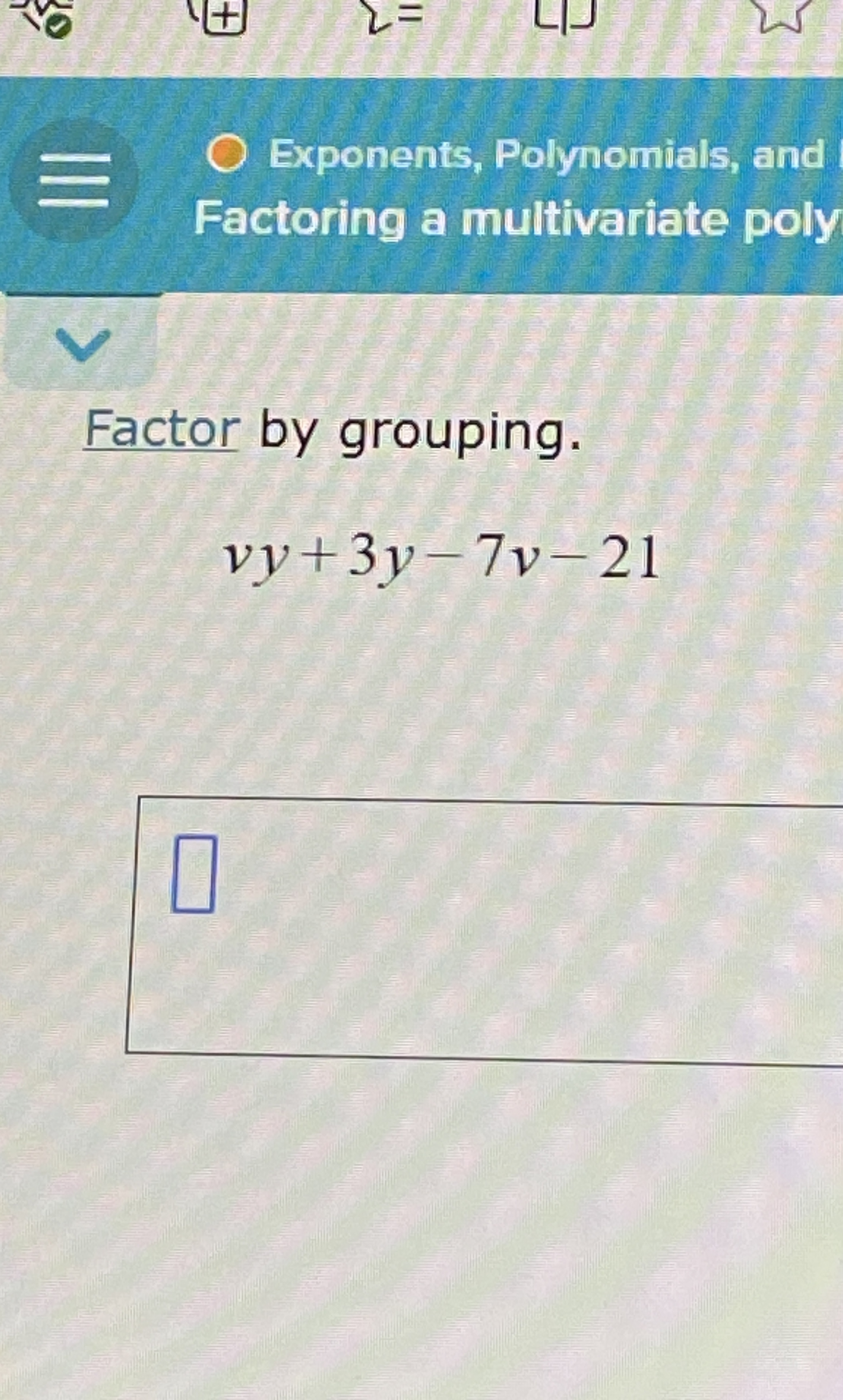 Solved Exponents, Polynomials, and Factoring a multivariate | Chegg.com