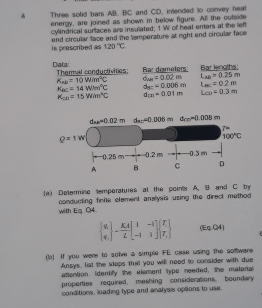 Three solid bars AB, BC and CD, intended to convey | Chegg.com