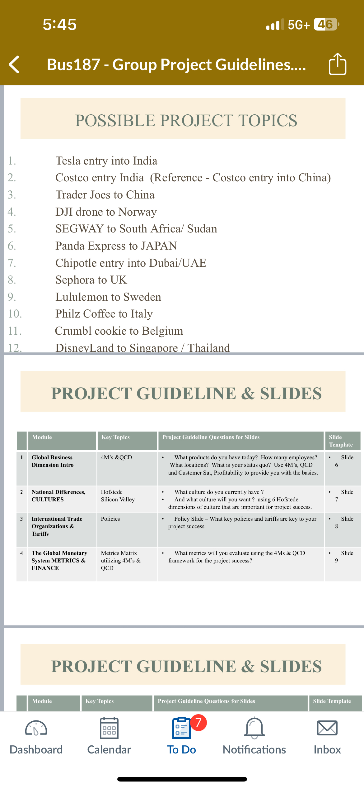 Solved 5:455G+46Bus187 - ﻿Group Project | Chegg.com
