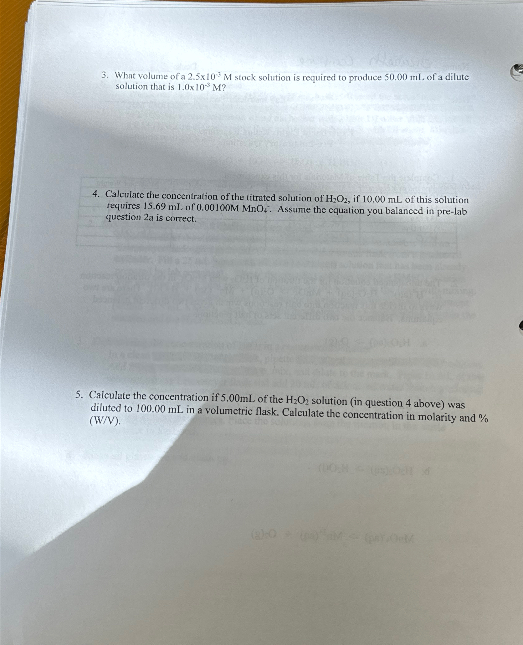 Solved What volume of a 2.5×10-3M ﻿stock solution is | Chegg.com