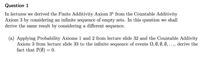 Solved Question 1 In lectures we derived the Finite | Chegg.com