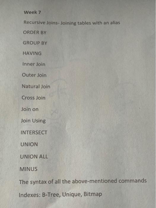 Solved Week 7 Recursive Joins-Joining tables with an alias | Chegg.com