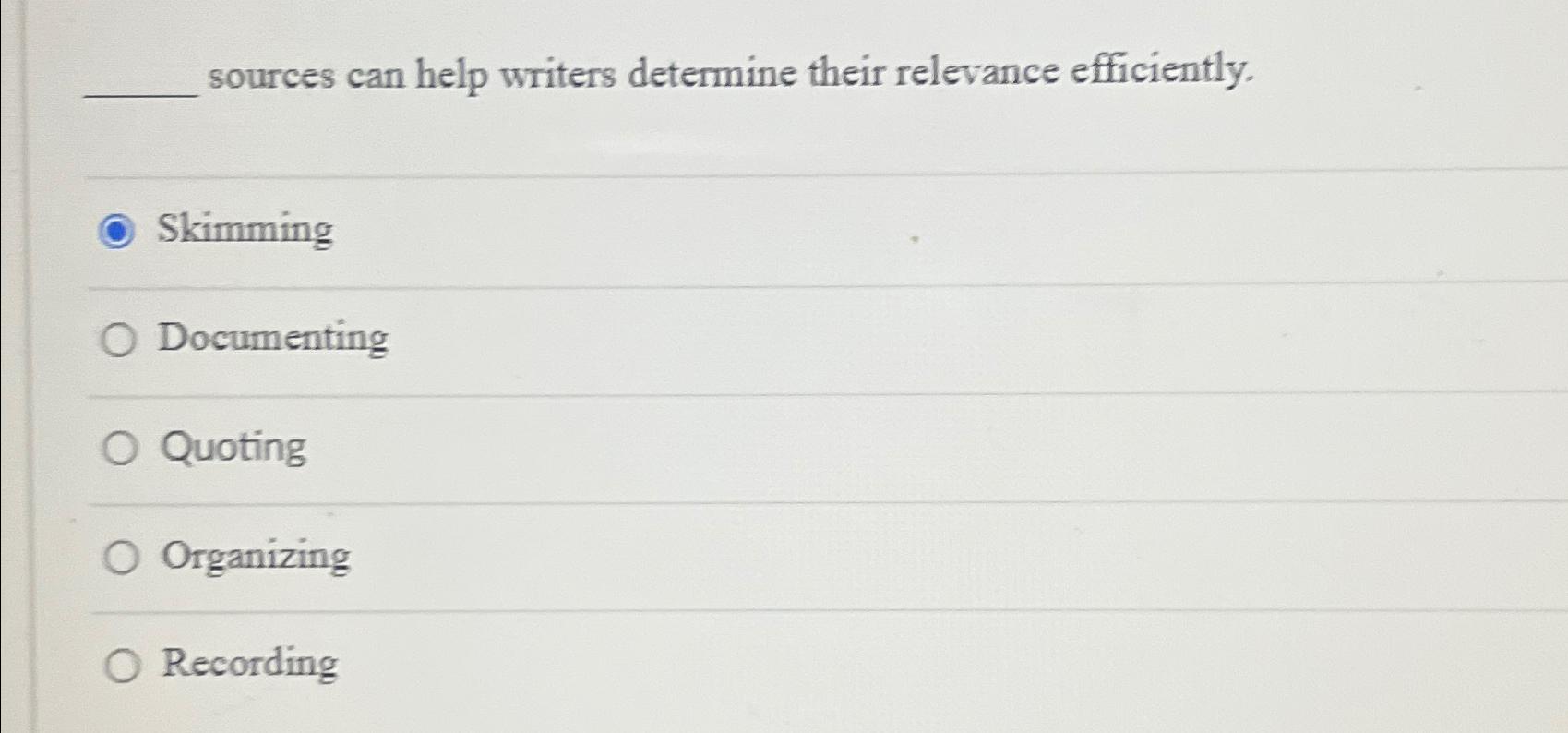 Solved sources can help writers determine their relevance | Chegg.com