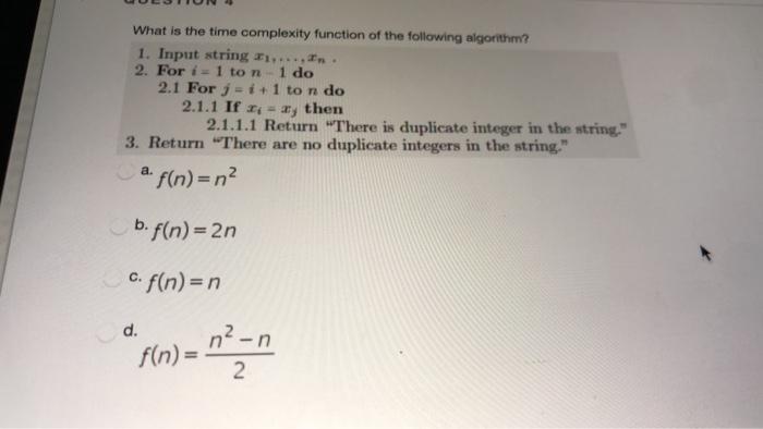 Solved Question 2 Match The Following Time Complexity 7325