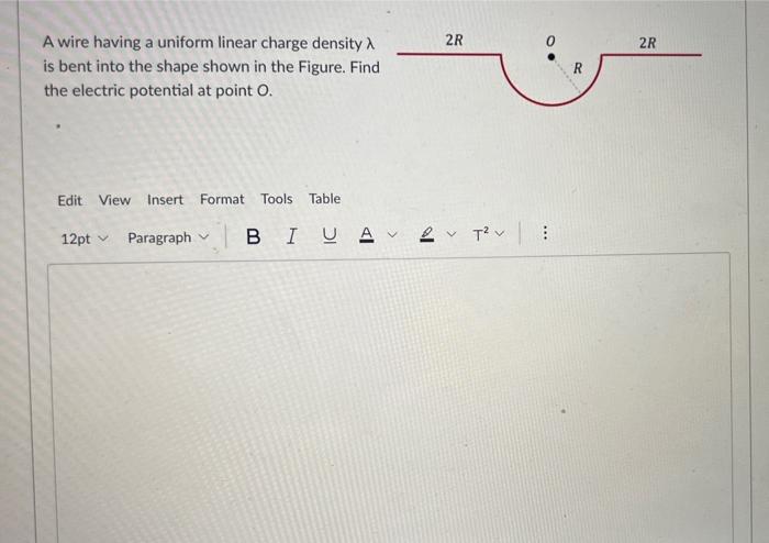 Solved A wire having a uniform linear charge density λ is | Chegg.com