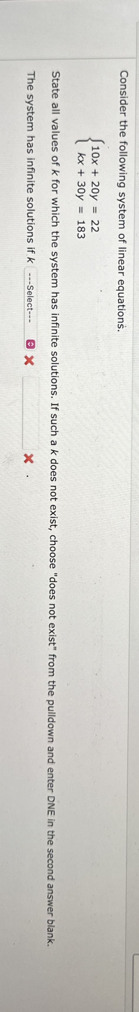Solved Consider the following system of linear | Chegg.com