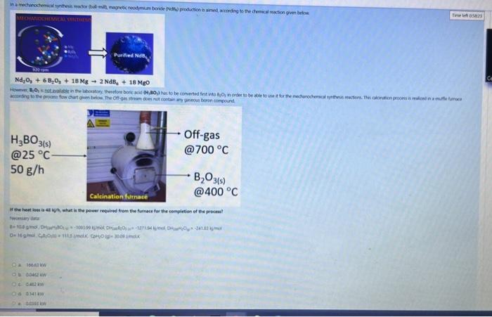 Solved In a mechanochemical synthesis reactor (ball-mill), | Chegg.com