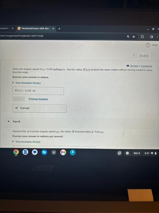 Solved Part B: Assume that, at a certain angular speed w2, | Chegg.com Solved Part B: Assume that, at a certain angular speed w2, | Chegg.com